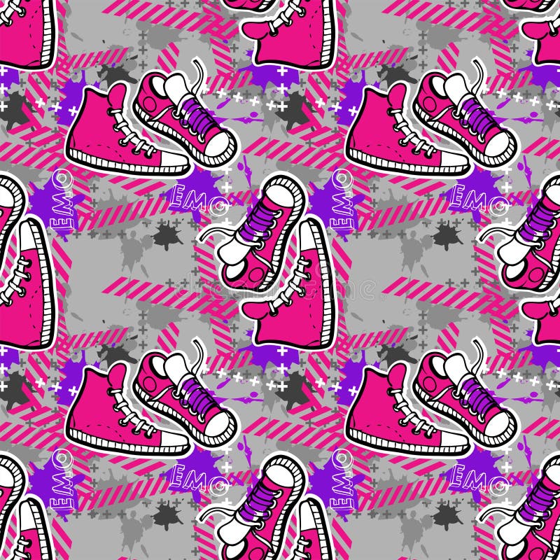 Hipsters or Emo Seamless Pattern Stock Vector - Illustration of design ...