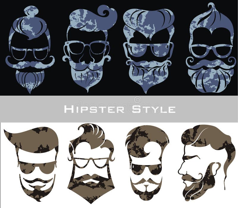 Hipsters style set stock vector. Illustration of hair - 80593845