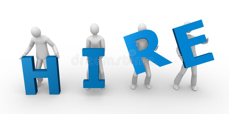 Hire text holding by men stock illustration. Illustration of teamwork ...