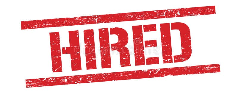 HIRED Text on Red Vintage Lines Stamp Stock Illustration - Illustration ...