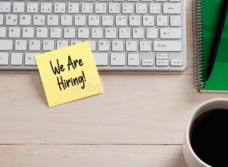 We are Hiring Announcement Message Handwritten on a Sticky Note Paper ...