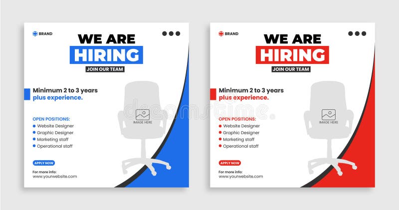 Hiring Announcement Social Media Post Design Template. Stock ...