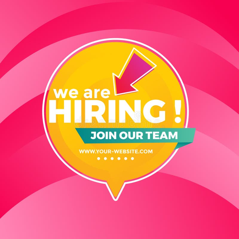 We are Hiring Background in Pink Flat Style Stock Vector - Illustration ...