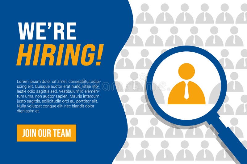 We’re Hiring, Join Our Team. Hiring Post Banner with a Magnifying Glass ...