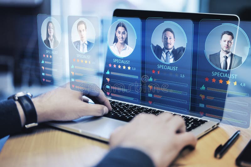 Hiring Employee and Human Resources Concept with Digital Interface with ...