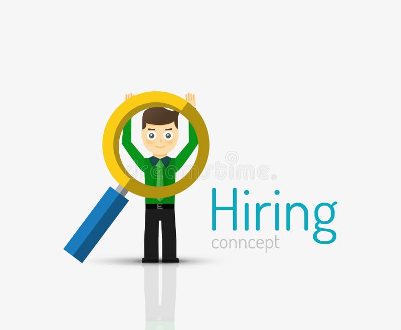 Hiring Flat Design Concept. Man and Magnifying Stock Vector ...