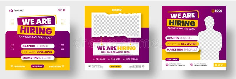 We are Hiring Job Vacancy Social Media Post Banner Design Template ...
