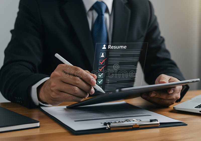 Resume Review Process Hiring Manager Checking Application Form with ...