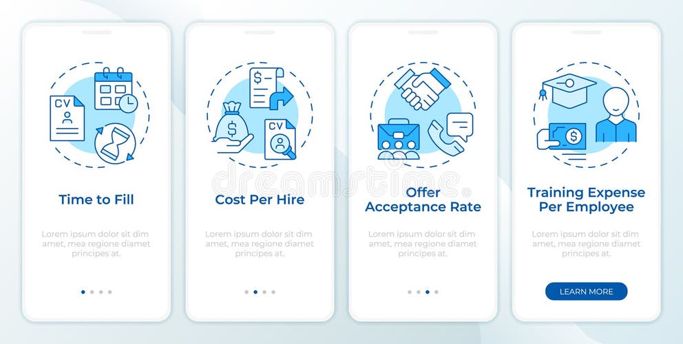 Hiring Metrics Blue Onboarding Mobile App Screen Stock Illustration ...