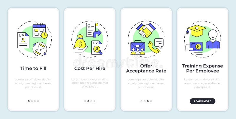 Hiring Metrics Onboarding Mobile App Screen Stock Illustration ...