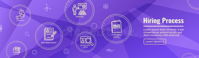 Hiring Process Icon Set with Web Header Banner Stock Vector ...