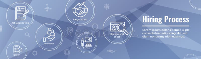 Hiring Process Icon Set with Web Header Banner Stock Vector ...
