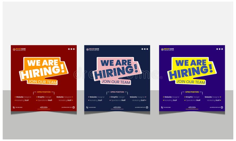 We are Hiring Set of Editable Minimal Square Banner Template Stock ...