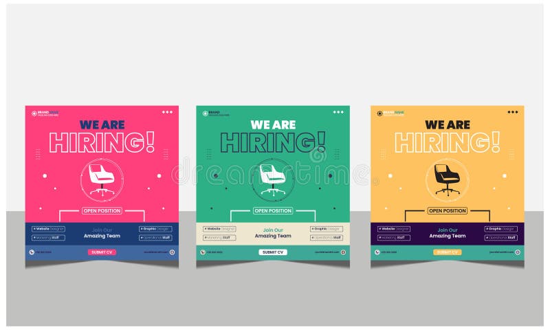 We are Hiring Set of Editable Minimal Square Banner Template Stock ...