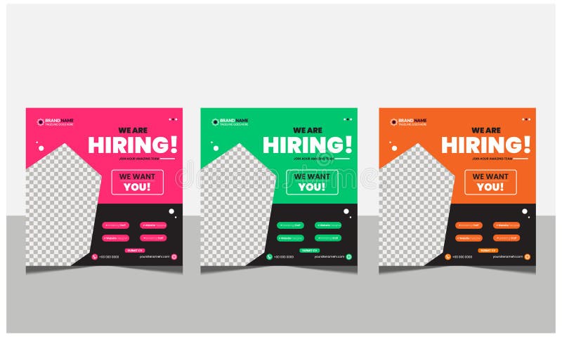 We are Hiring Set of Editable Minimal Square Banner Template Stock ...