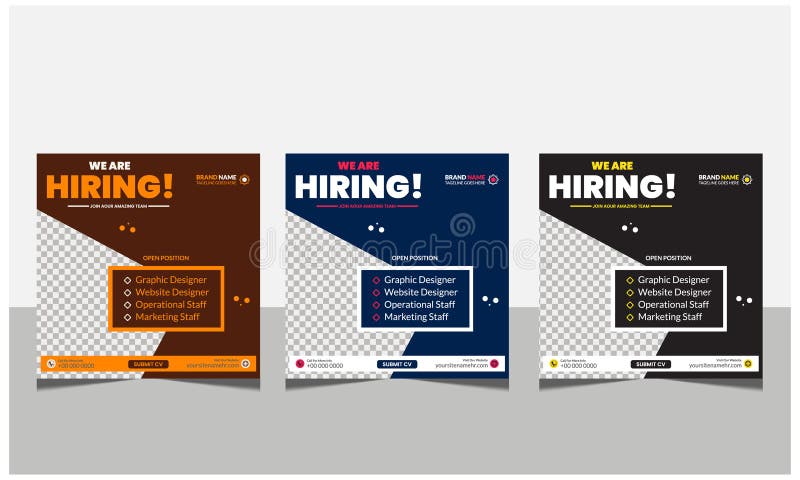 We are Hiring Set of Editable Minimal Square Banner Template Stock ...