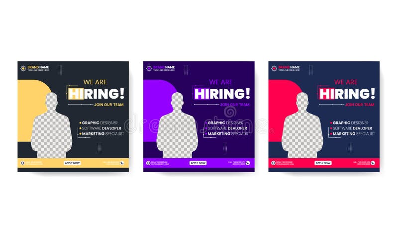 We are Hiring Set of Editable Minimal Square Banner Template Social ...