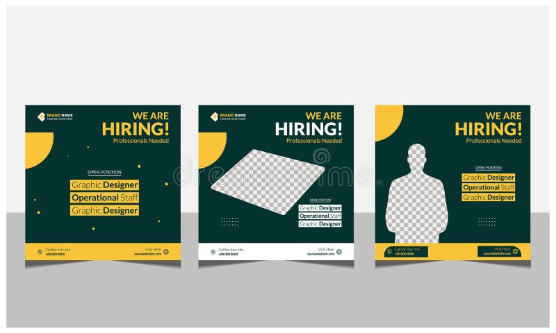 We are Hiring Set of Editable Minimal Square Banner Template Social ...