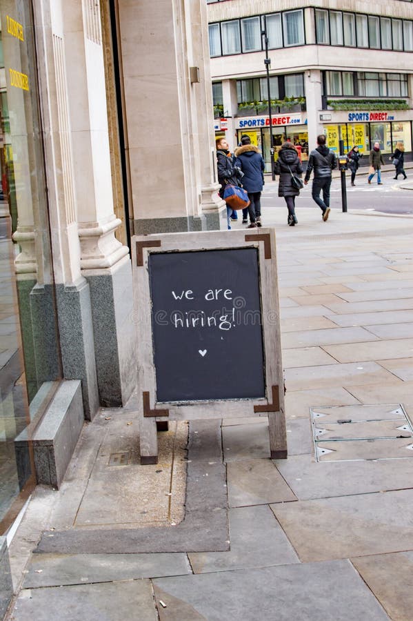 Hiring Sign Board in London on the Black and White Editorial Stock ...