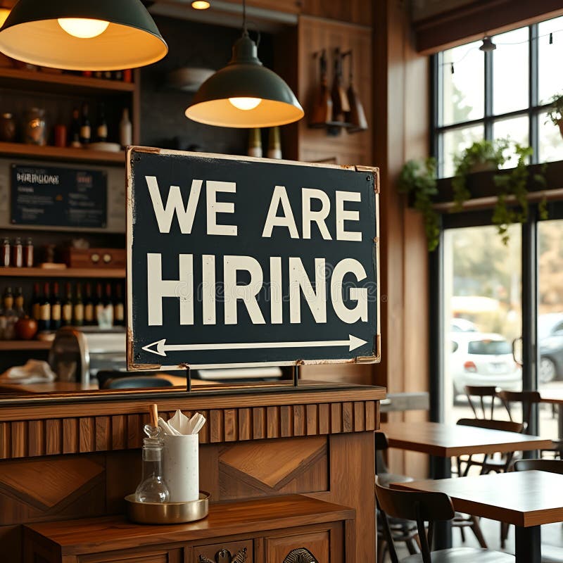 We are Hiring Sign Inside a Restaurant Stock Illustration ...