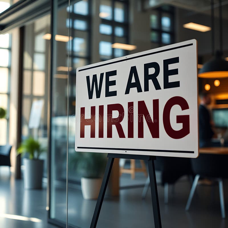 We are Hiring Sign at Office Building Stock Illustration - Illustration ...