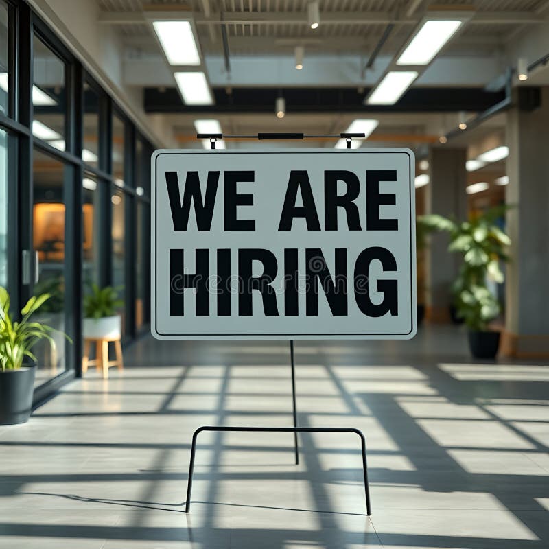 We are Hiring Sign in Office Building Stock Illustration - Illustration ...