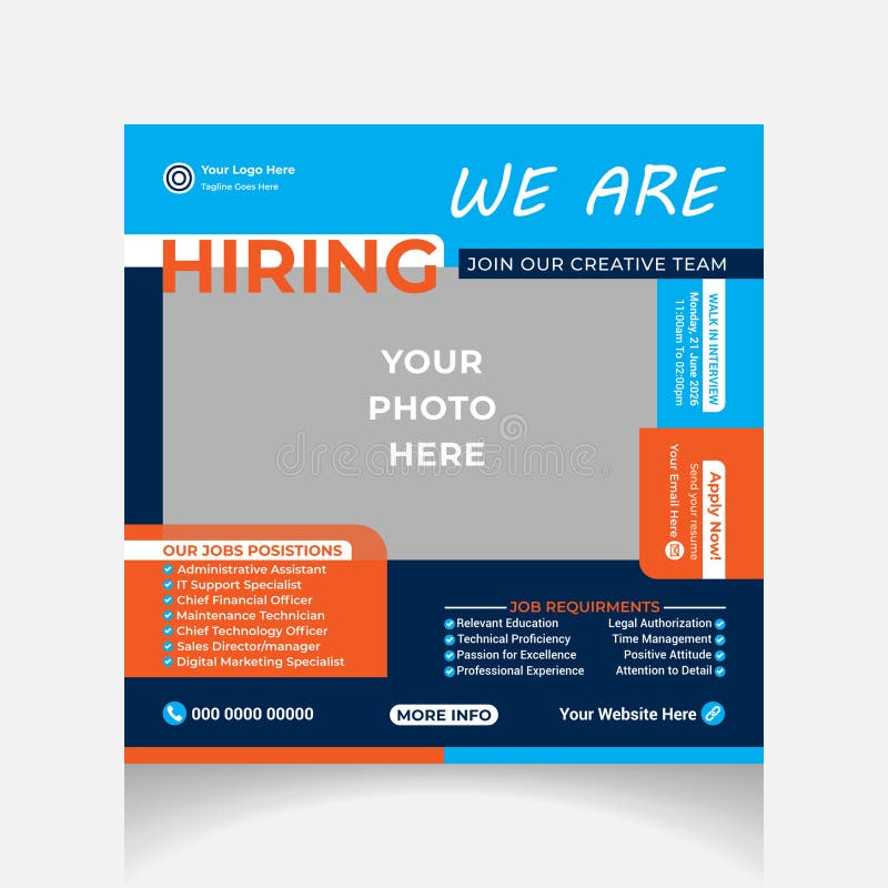We are Hiring for Social Media Post Template Stock Vector ...