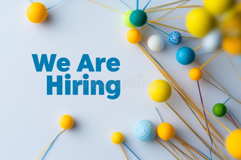 We are Hiring Text with Colorful Abstract Spheres and Connecting Lines ...