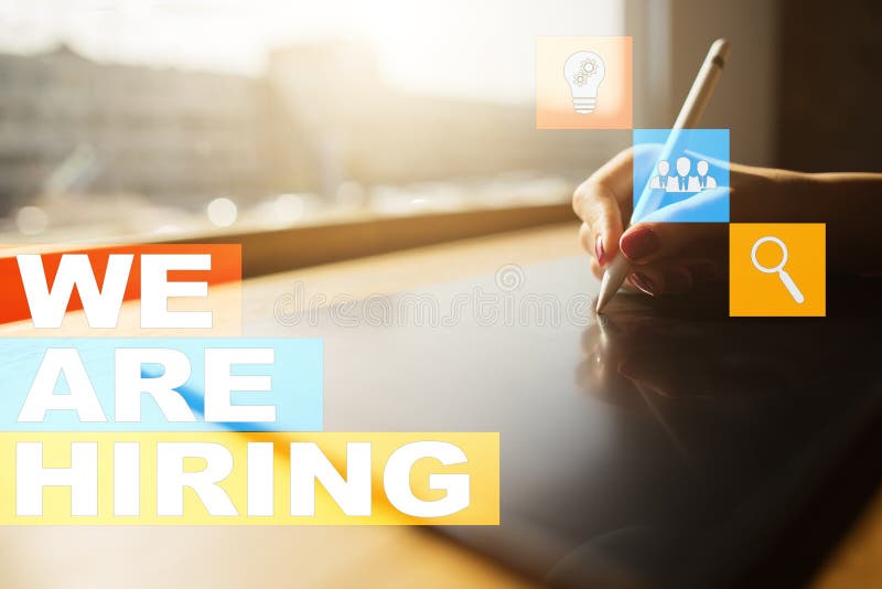 We are Hiring Text on Virtual Screen. Recruitment. HR. Business Concept ...