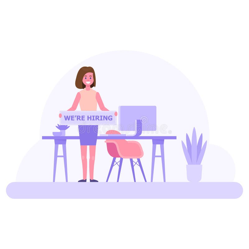 We are Hiring Vector Illustration Concept. Office Flat Workplace ...