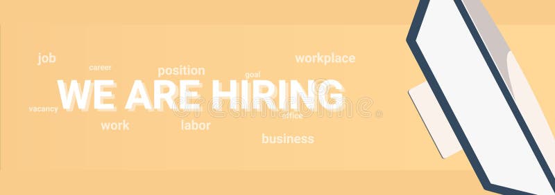 We are Hiring and Work Searches. Banner with Computer. Stock Vector ...