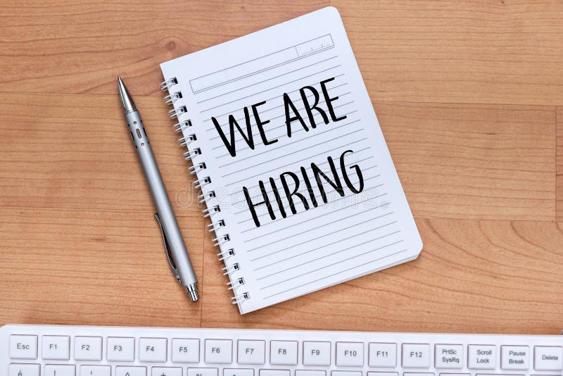 `we are Hiring` Written Notebook Stock Photo - Image of computer ...