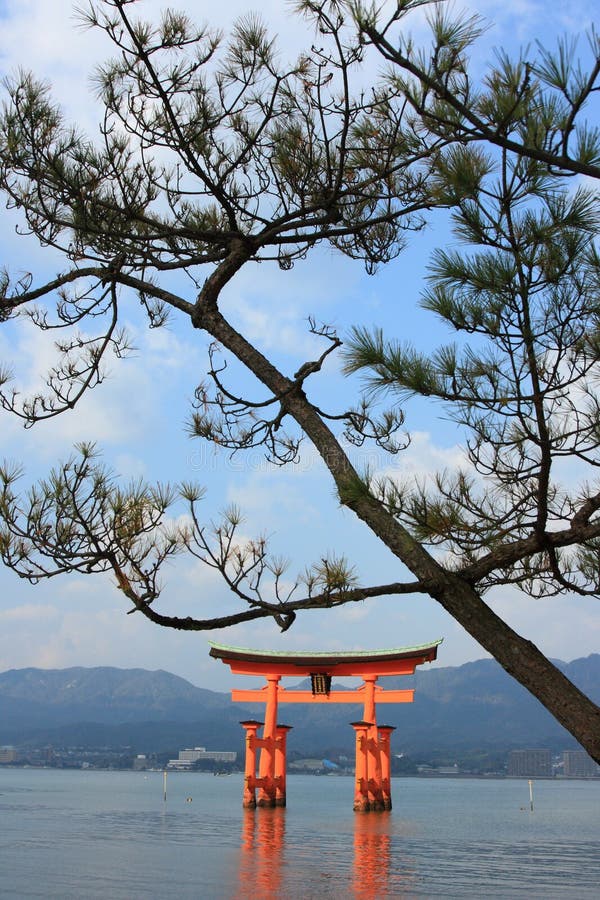 Hiroshima Floating Temple Gate in the Sea Stock Photo - Image of ...