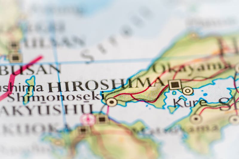 Hiroshima, Japan Highlighted on a World Map Stock Photo - Image of ...