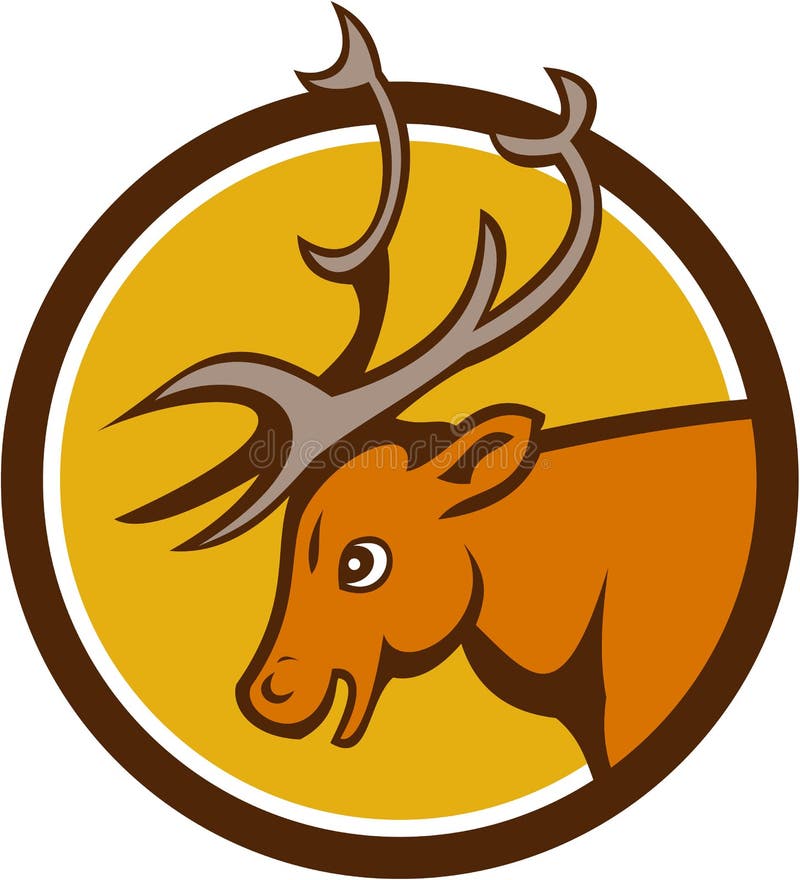 Hirsch-Rotwild Buck Head Circle Cartoon Vektor Abbildung - Illustration ...