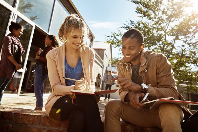 Developing Good Study Habits Together. Two Students Studying Together ...