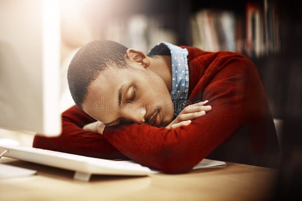 His Brain Has Had it. a University Student Sleeping while Working on a ...