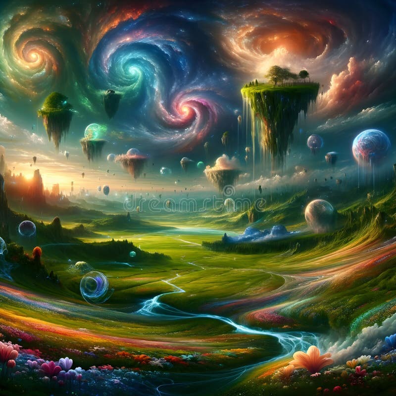 A Multi-dimensional Landscape. Stock Photo - Image of holographic ...