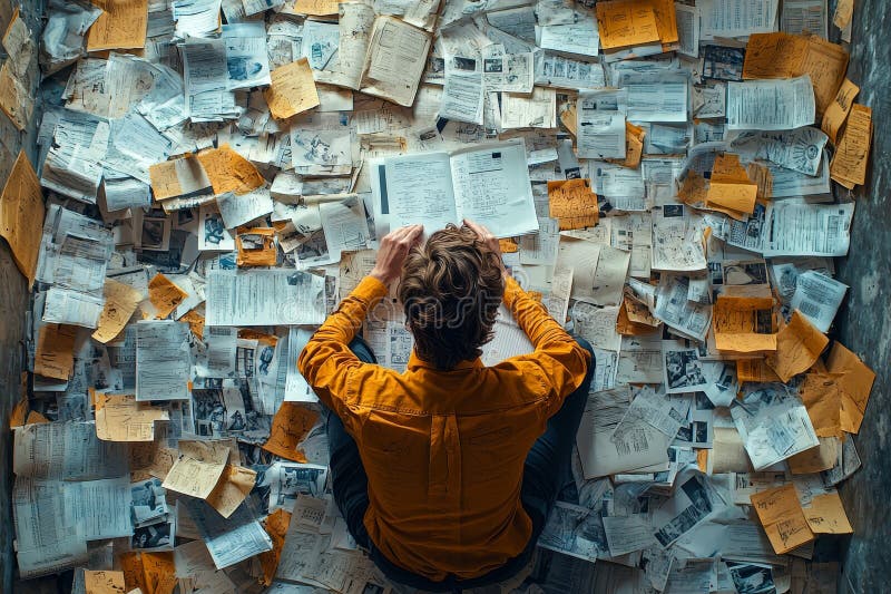 At His Desk in the Office, the Businessman is Overwhelmed with ...