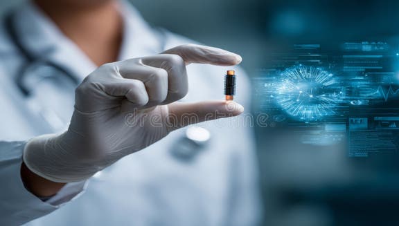 In His Gloved Hand, a Man is Grasping a Computer Chip Stock Photo ...