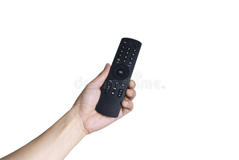 His Hand is Holding the Remote Control and Operate the Remote Control ...