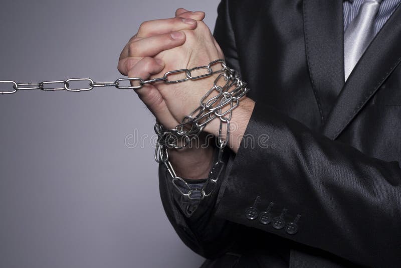 His hands are in chains stock image. Image of dark, male - 65793607