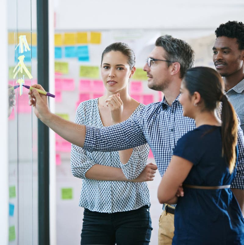 His Ideas Have Got Her Thinking. a Business Meeting on the Go. Stock ...