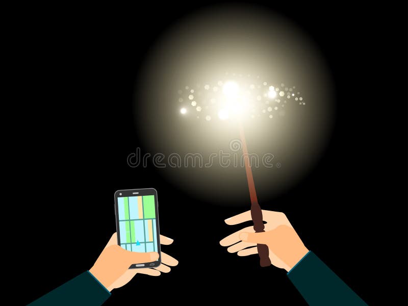 In His Left Hand Phone with Navigation, the Right Magic Wand with a ...