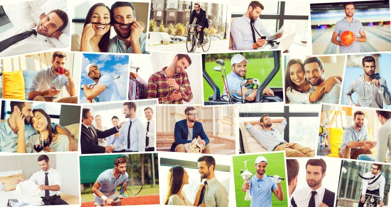 His lifestyle. stock photo. Image of casual, collage - 65284516