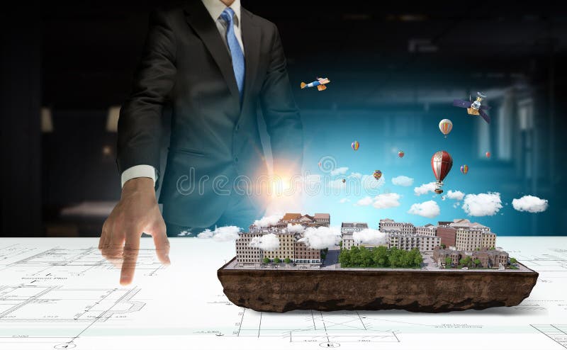 His New Development Project. Mixed Media Stock Image - Image of ...
