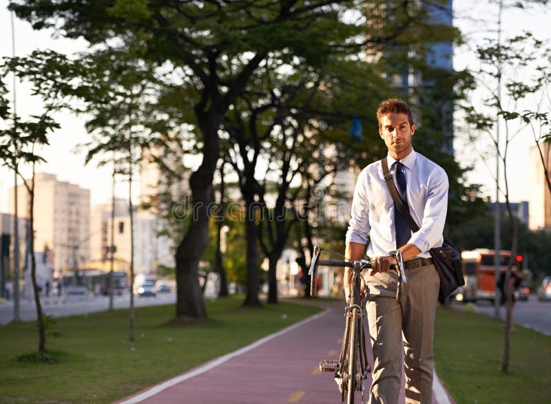 His Preferred Mode of Transport. a Businessman Commuting To Work with ...