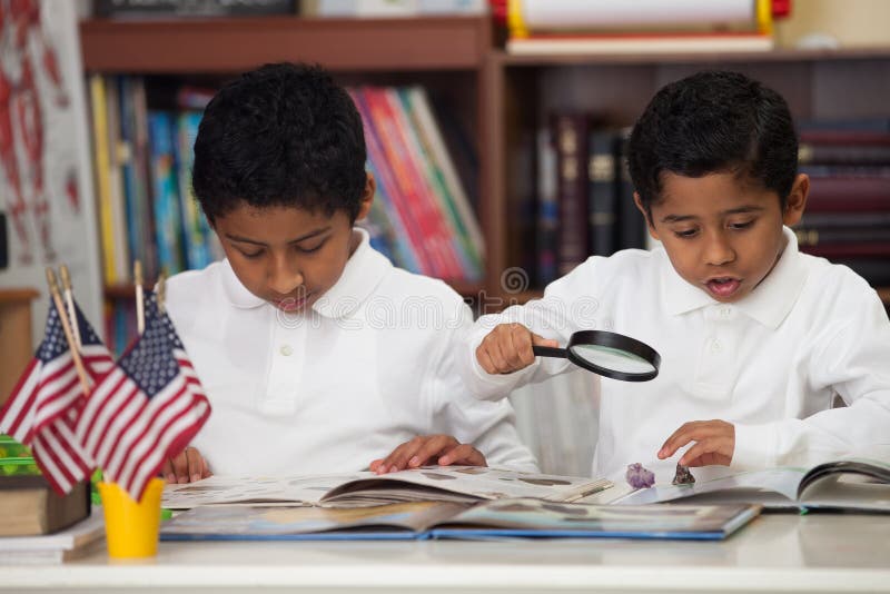 Hispanic Boys in Home-school Studying Rocks Stock Image - Image of ...