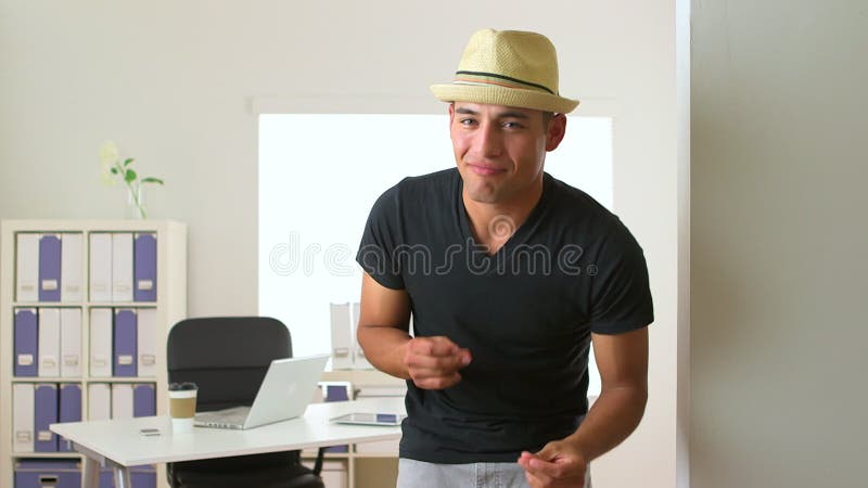 Hispanic Business Man Dancing in Office Stock Footage - Video of ...
