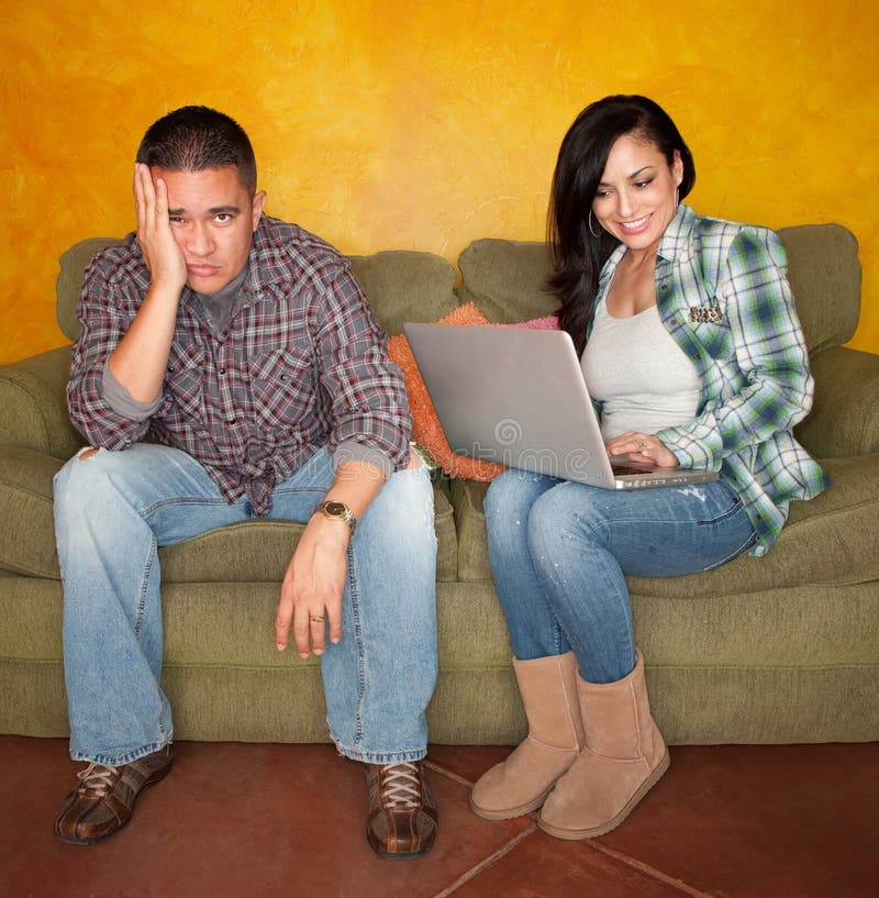 Hispanic Couple with Computer Stock Photo - Image of humor, mexican ...